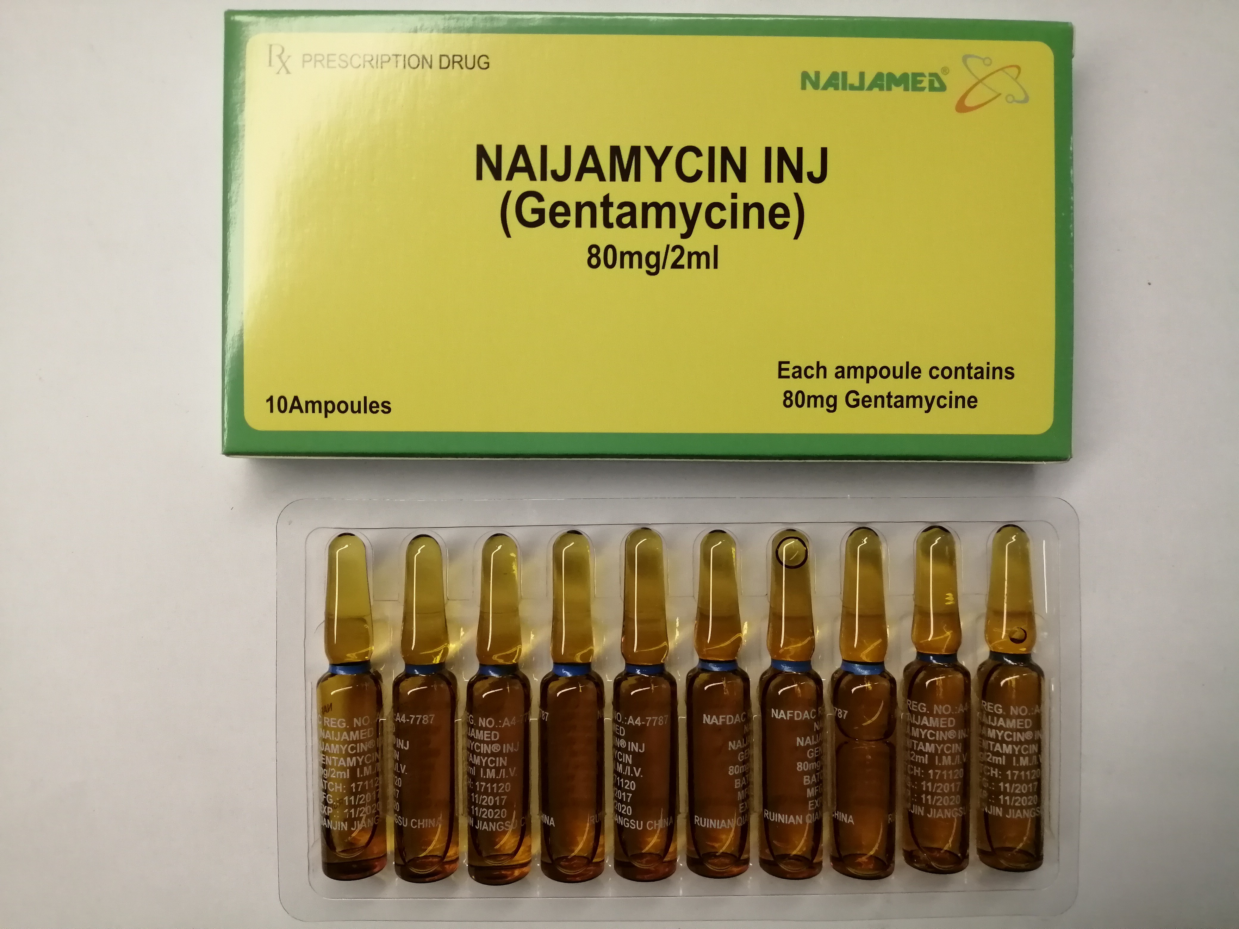Gentamicin έγχυση 80MG/2ML φάρμακα BP/USP αντιβιοτικών